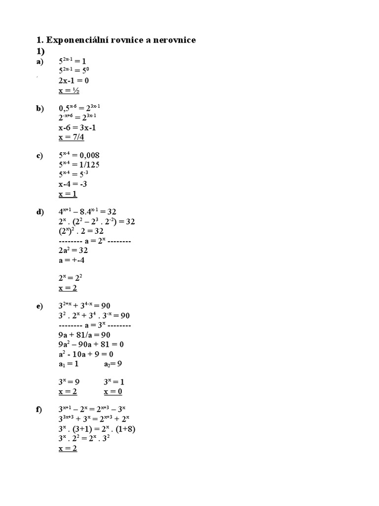 Exponencialni Rovnice A Nerovnice - Priklady | PDF