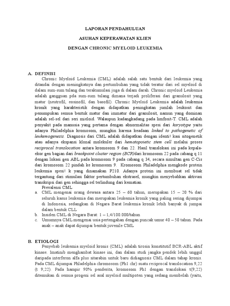 Asuhan Keperawatan Chronic Myeloid Leukemia | PDF | Kesehatan Holistik ...