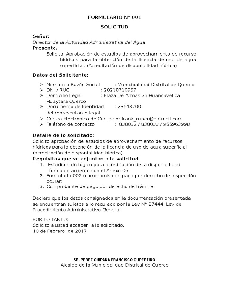 Fomulario #001 | PDF