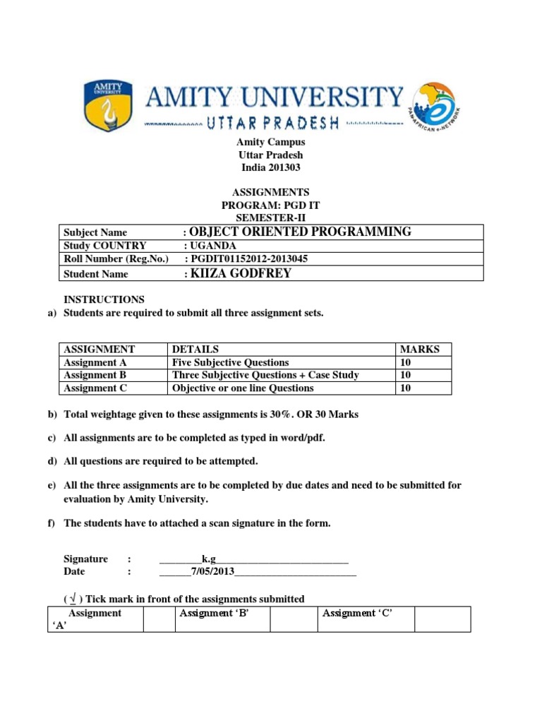 Object Oriented Programming Assignment Pdf Class Computer Programming Inheritance