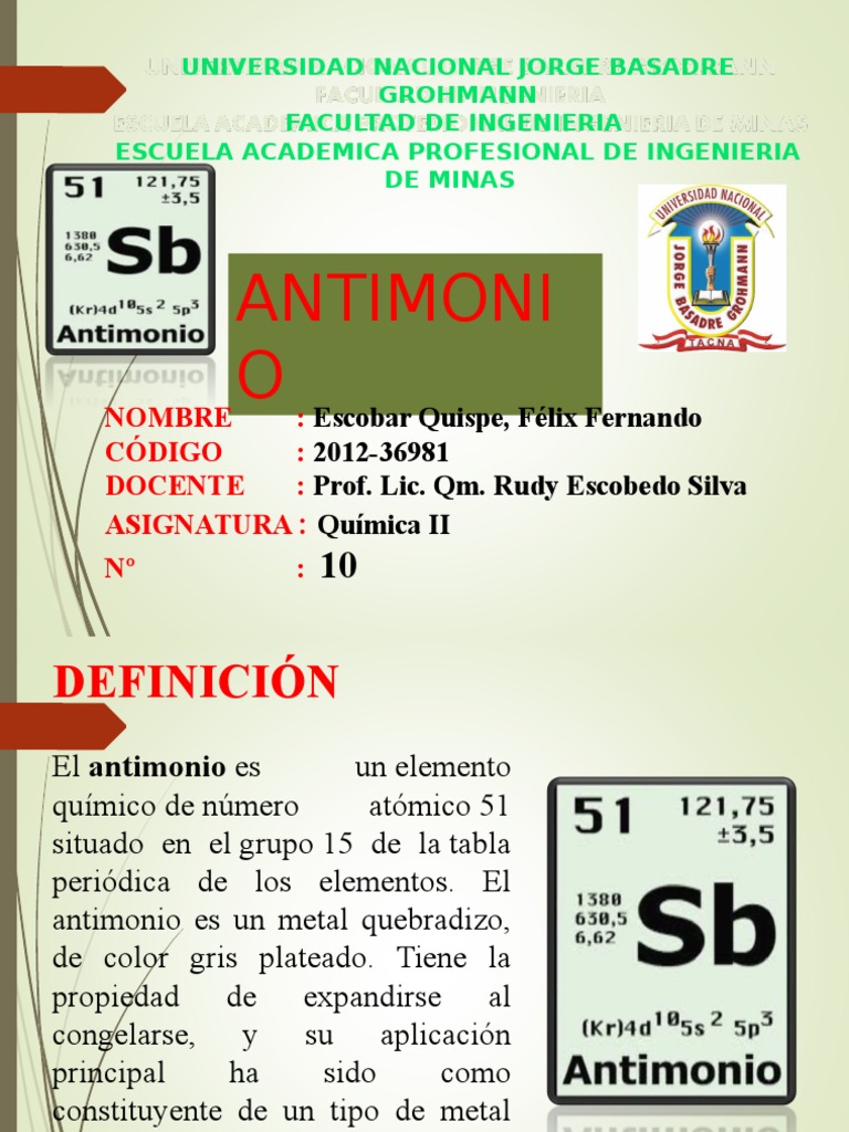 Antimonio | PDF | Sustancias químicas | Química