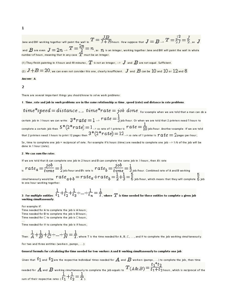 Work Rate Problems and Solutions Guide | PDF | Printer (Computing ...