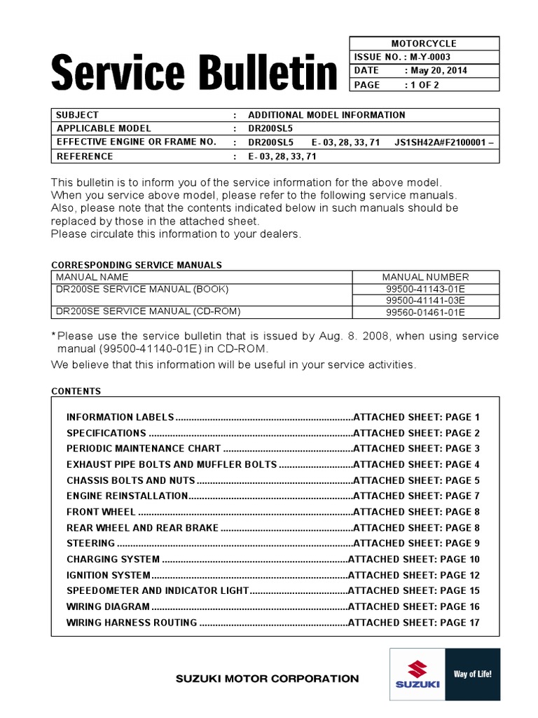 DR200 Service Manual Update | PDF | Ignition System | Voltage