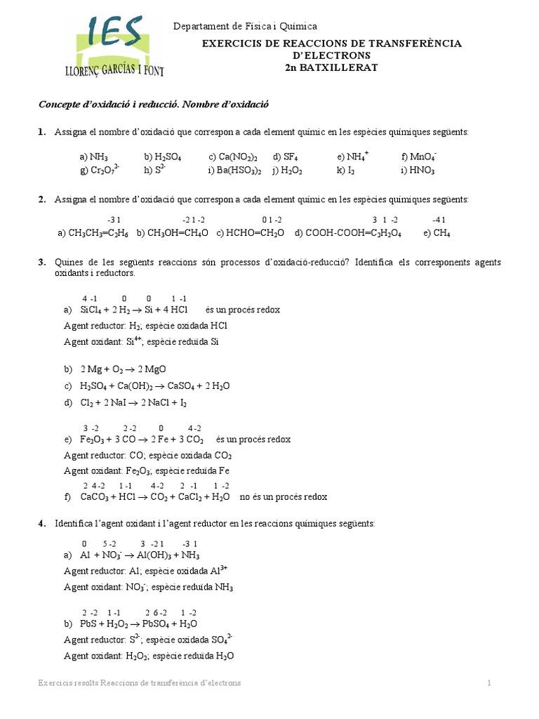 Problemes Redox Resolts PDF | PDF