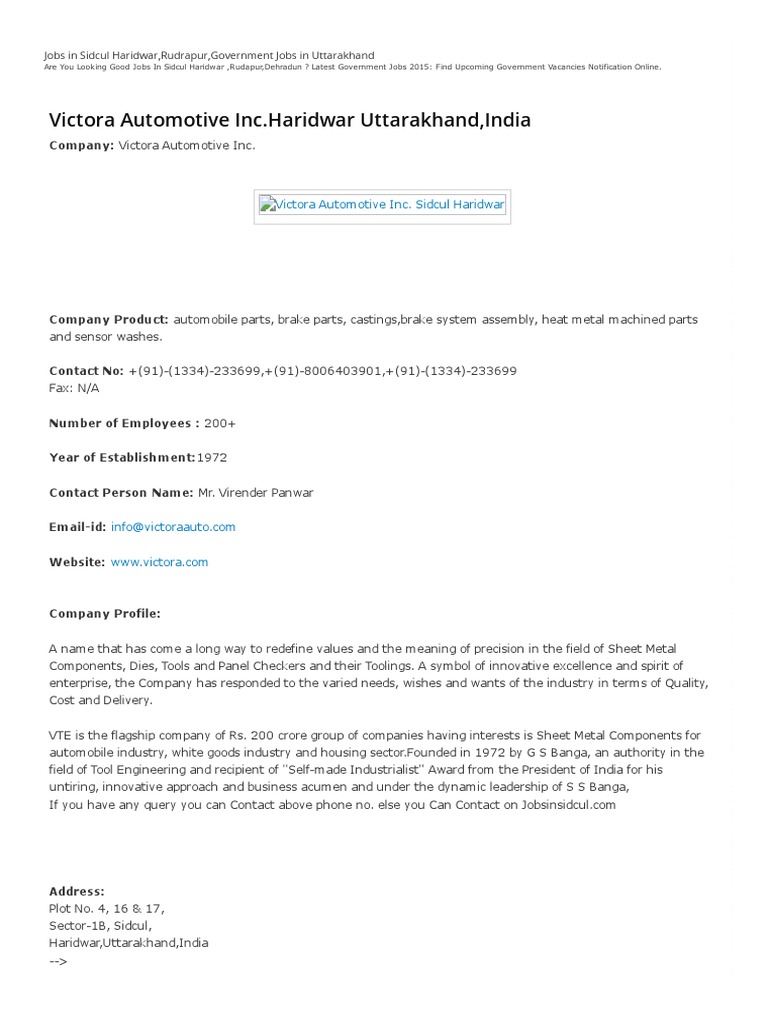 Victora Automotive Inc | PDF