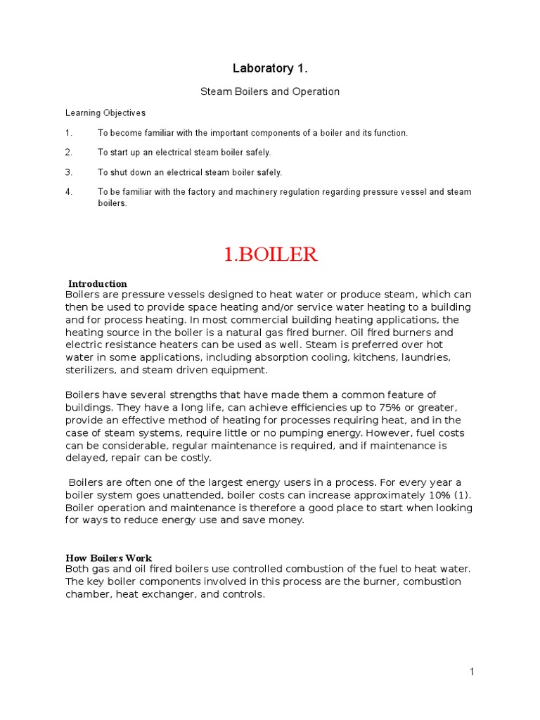 Food Process Engineering Lab 3. BOILER OPERATION | PDF | Boiler | Water ...