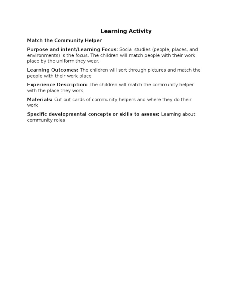 Community Helper | PDF