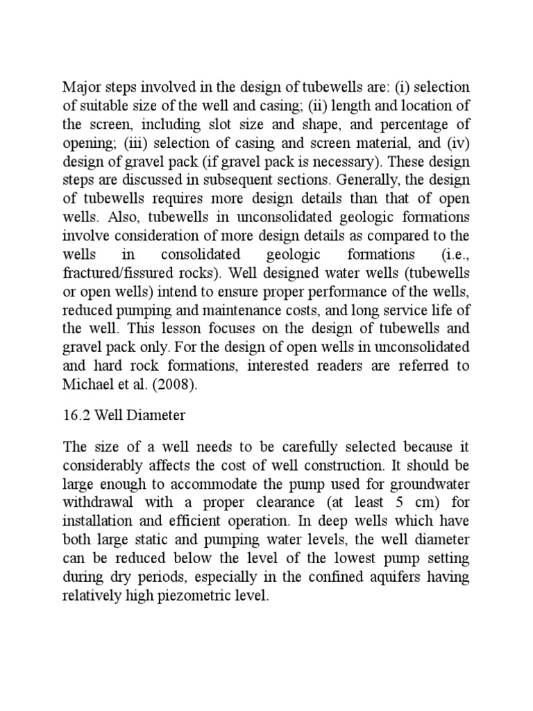 Major Steps Involved in The Design of Tubewells | PDF | Aquifer | Corrosion
