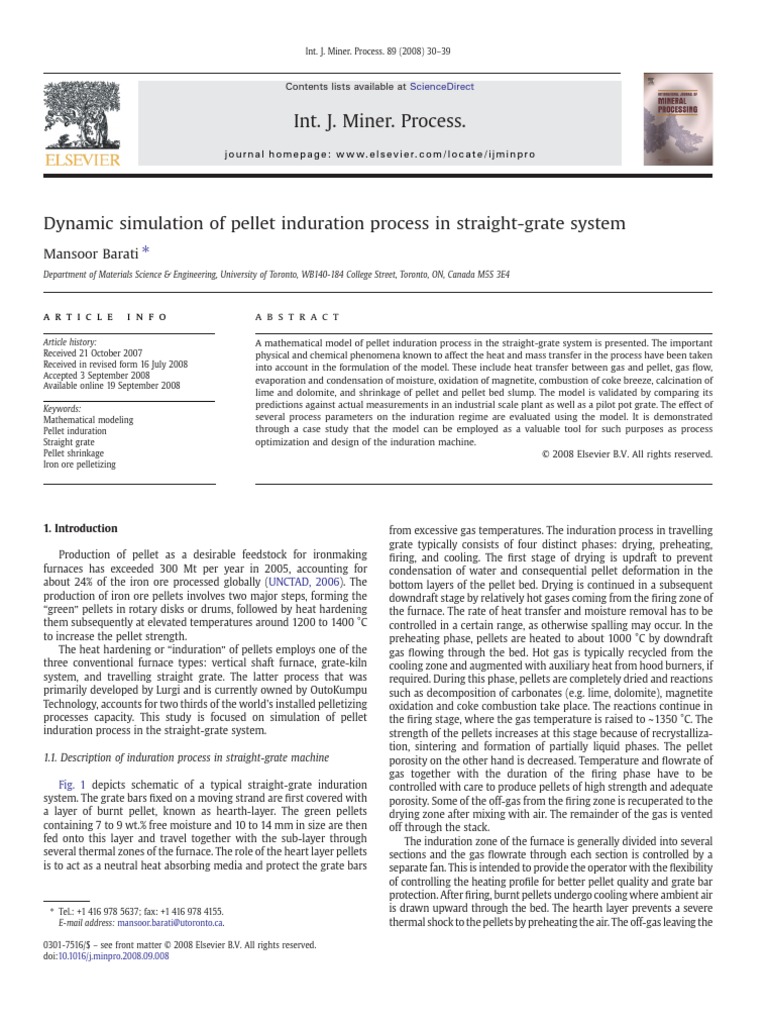 Dynamic Simulation of Pellet Induration Process in Straight-Grate System | PDF | Heat Transfer ...