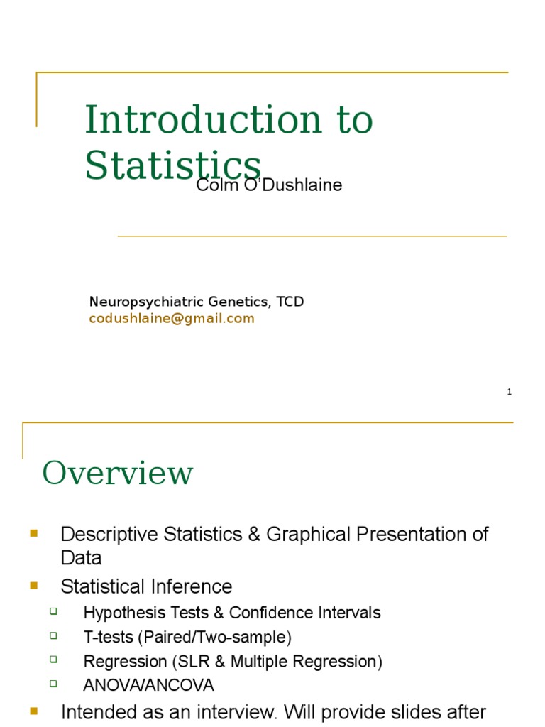Introduction To Statistics 1 COD | Download Free PDF | Coefficient Of ...