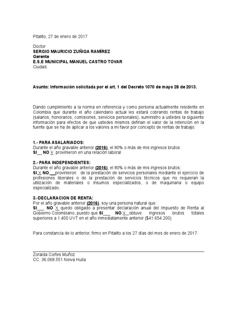 Formato Declaracion de Renta Anual | PDF