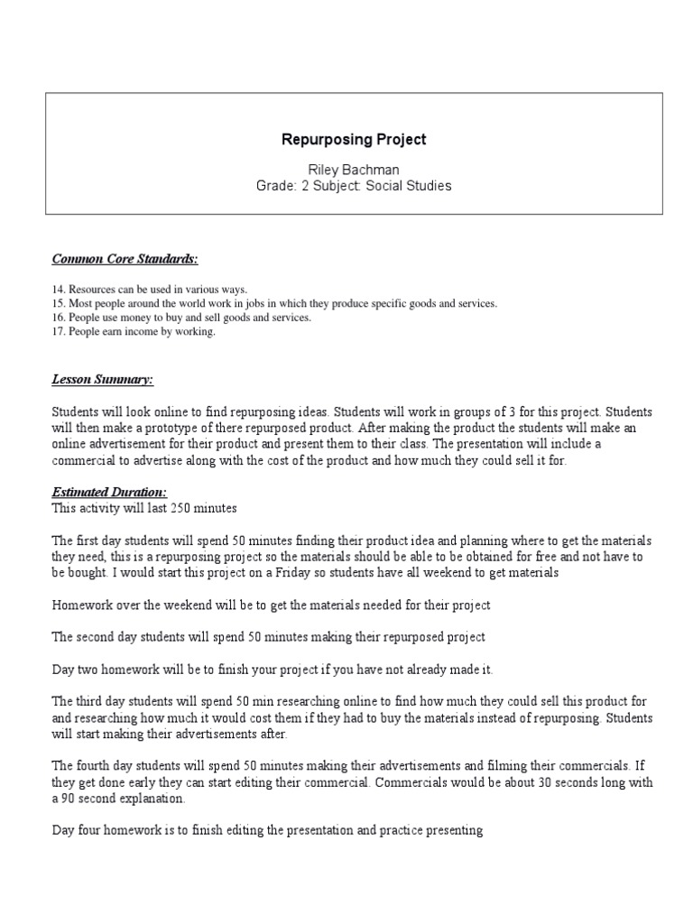 Repurposing Project: Common Core Standards | Download Free PDF ...