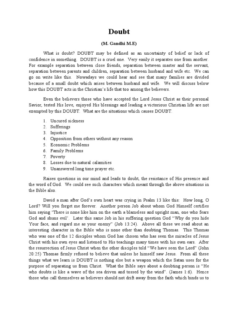 Doubt | PDF | Jesus | Satan