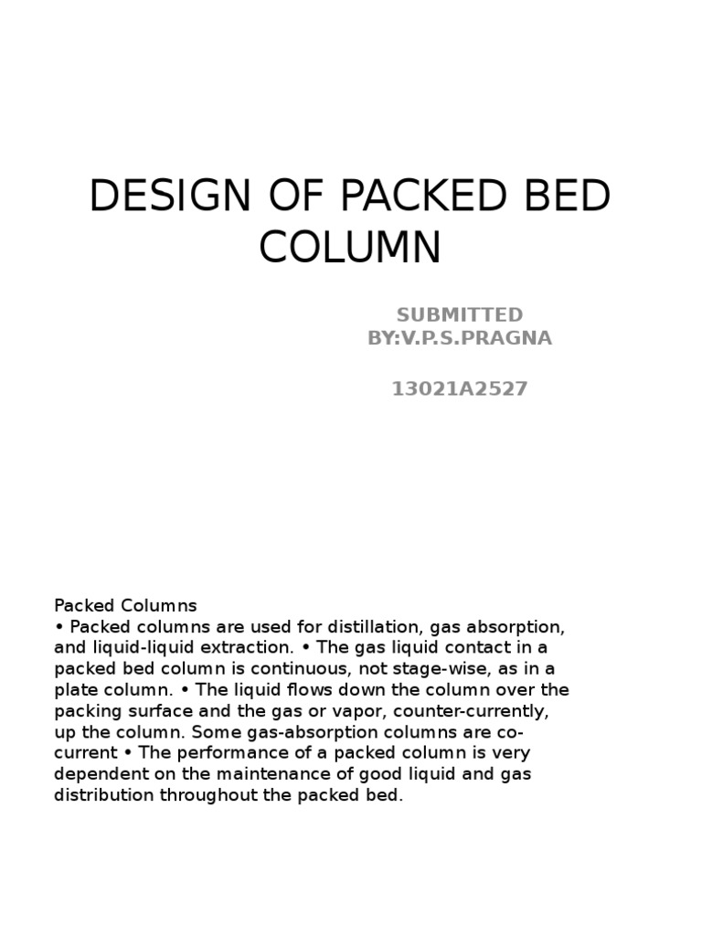 Design of Packed Bed Column 2527 | PDF
