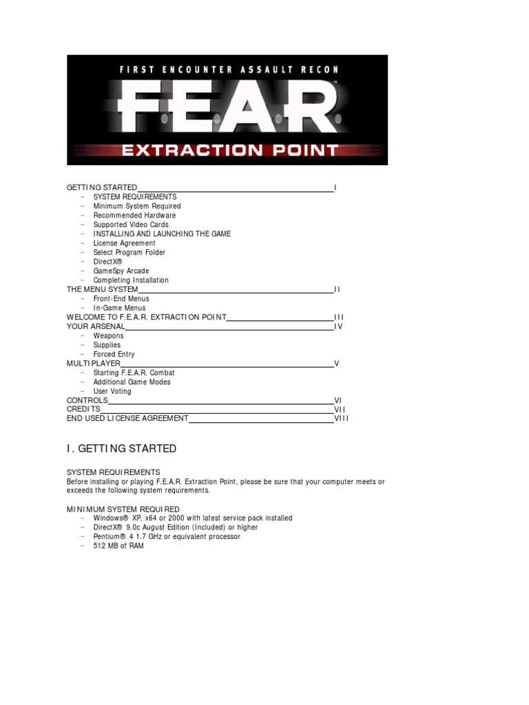 FEAR Extraction Point Manual | PDF | License | Computing