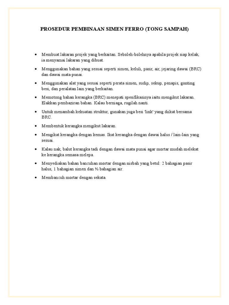 Prosedur Pembinaan Simen Ferro | PDF