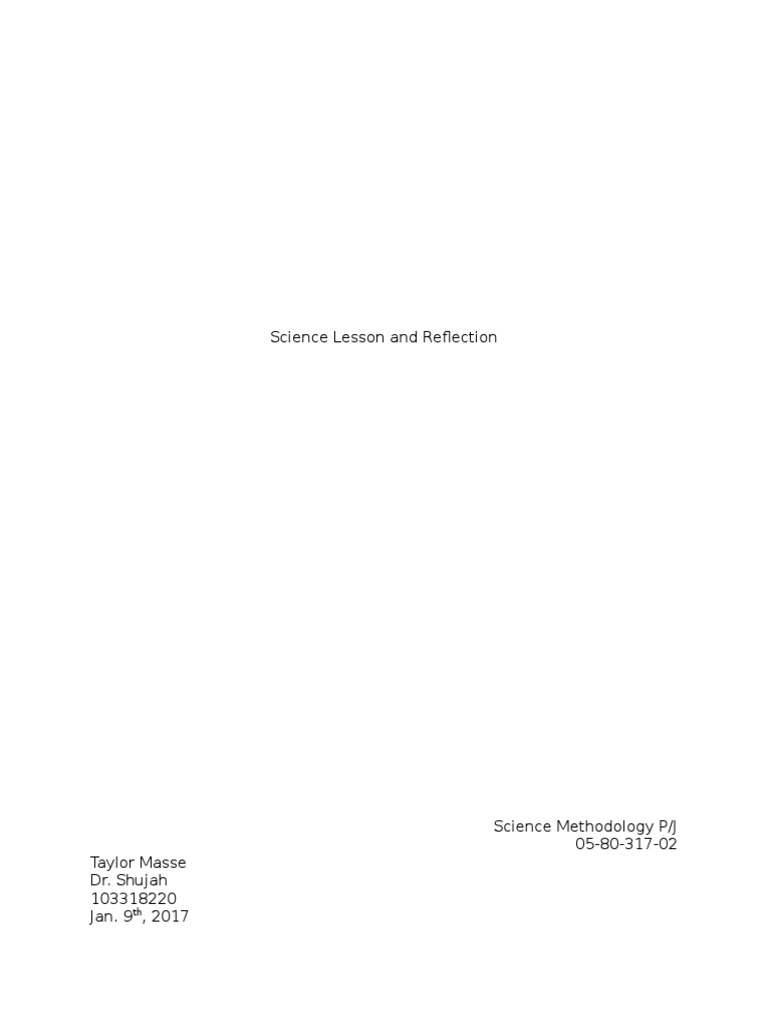 Science Reflection | PDF | Lecture | Science