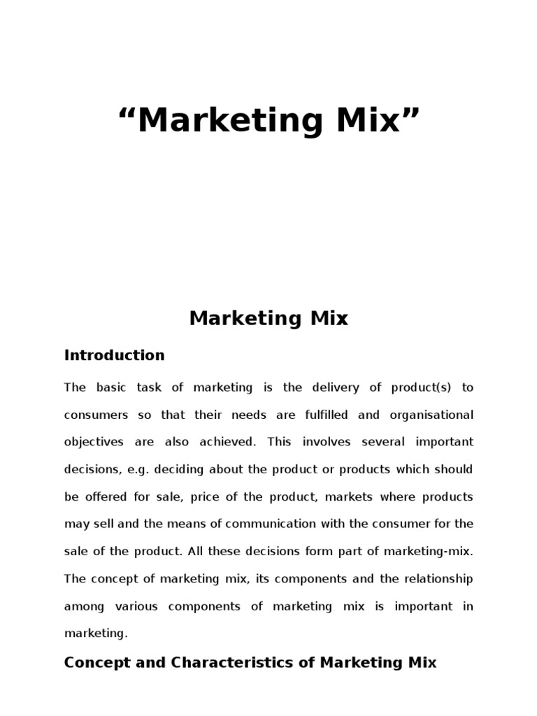 Marketing Mix | PDF | Promotion (Marketing) | Marketing