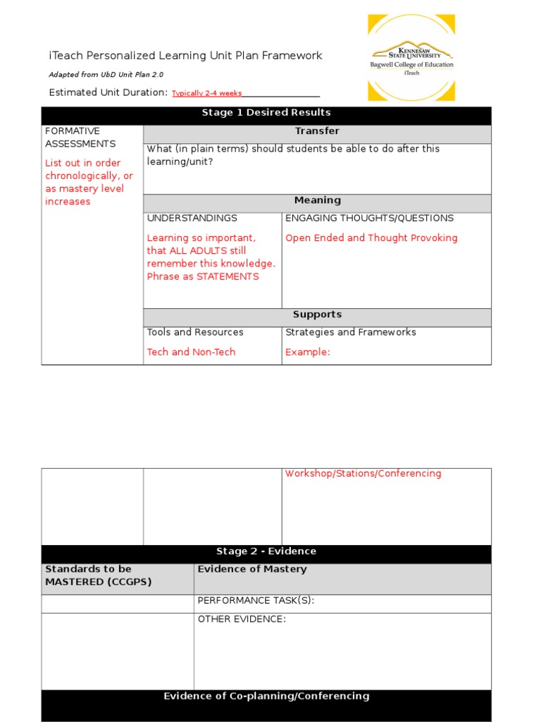 iTeach Personalized Learning Unit Plan | PDF | Career & Growth | Computers