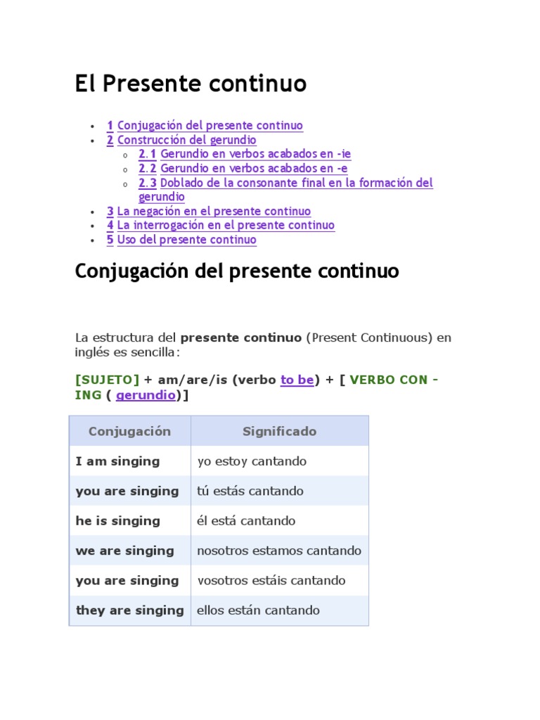 El Presente Continuo | PDF