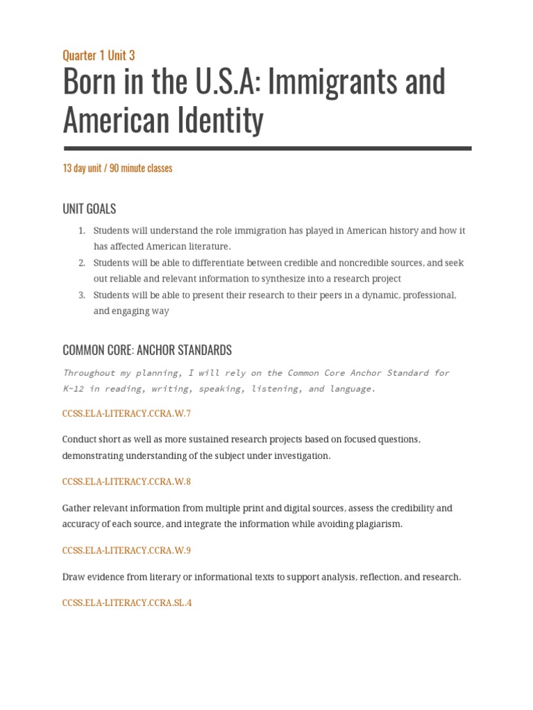 Unit 3 Immigrantsrefugeesandtheamericandream | PDF | Common Core State ...