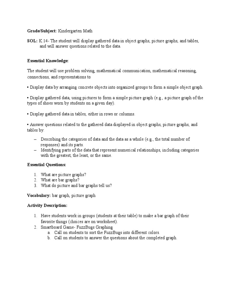 Kindergarten Graphing Lesson Plan | PDF
