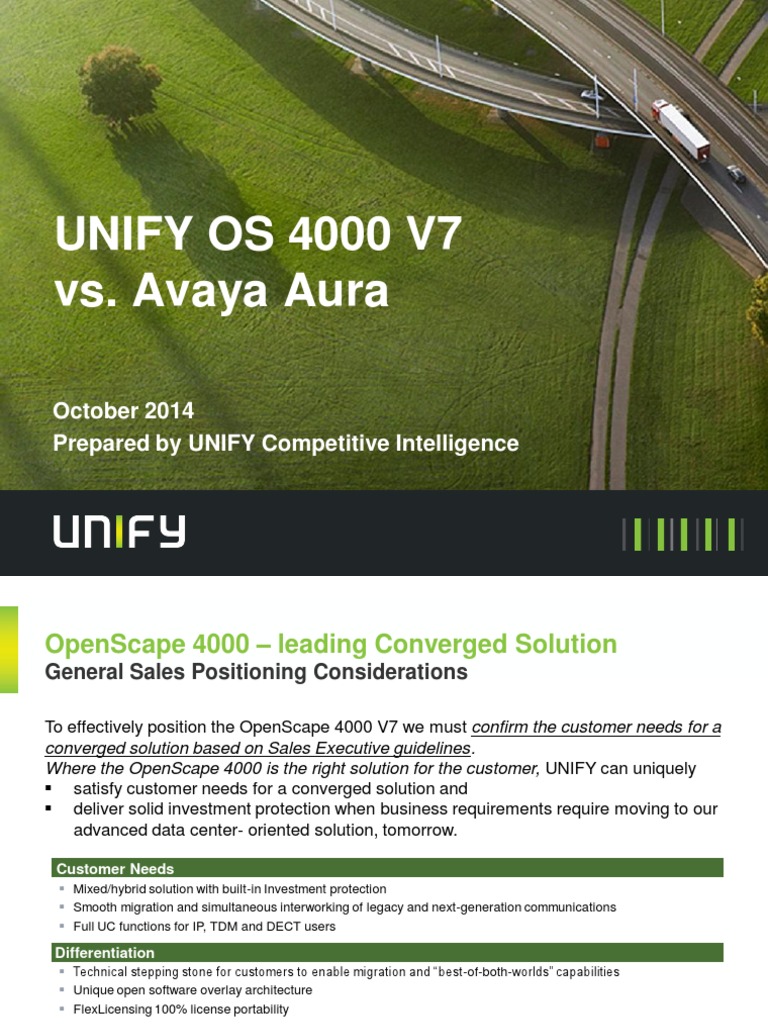 OpenScape 4000 V7 - Competitor Information - BC OS 4000 V7 Vs Avaya ...