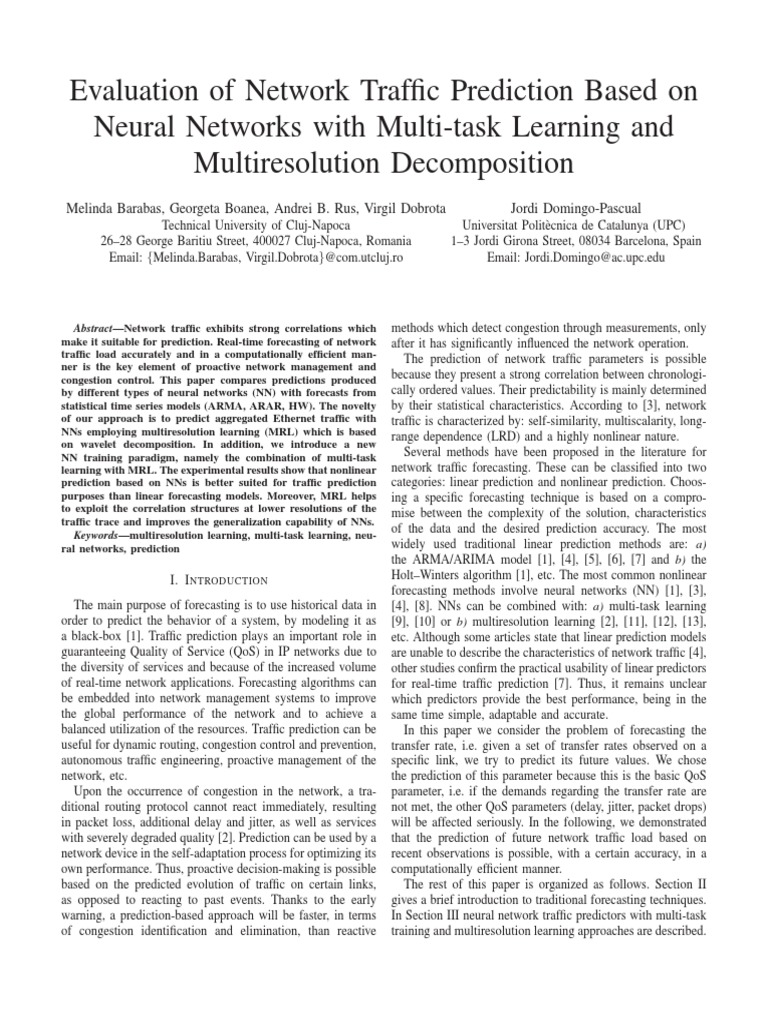 (ARTICLE) Evaluation of Network Traffic Prediction Based On Neural ...