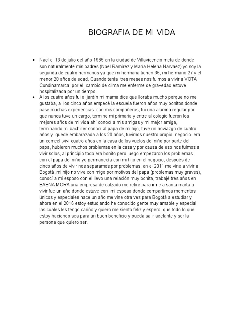 Biografia de Mi Vida | PDF