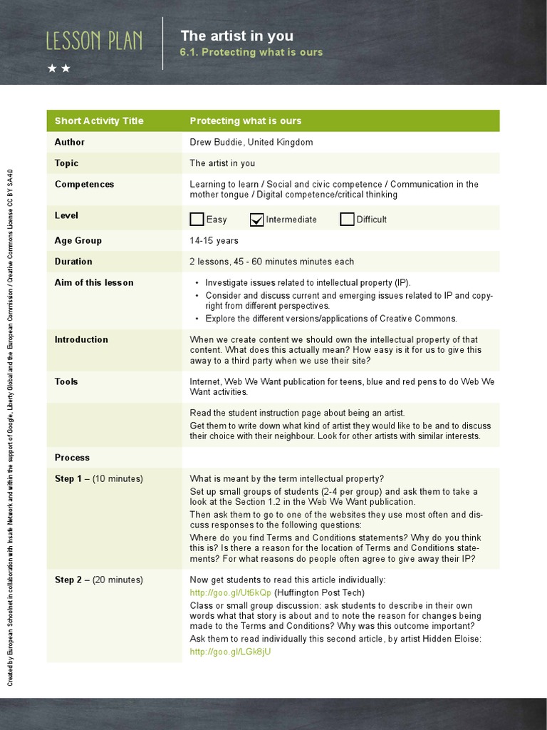 Lesson Plan6-1 | Download Free PDF | Intellectual Property | Creative ...