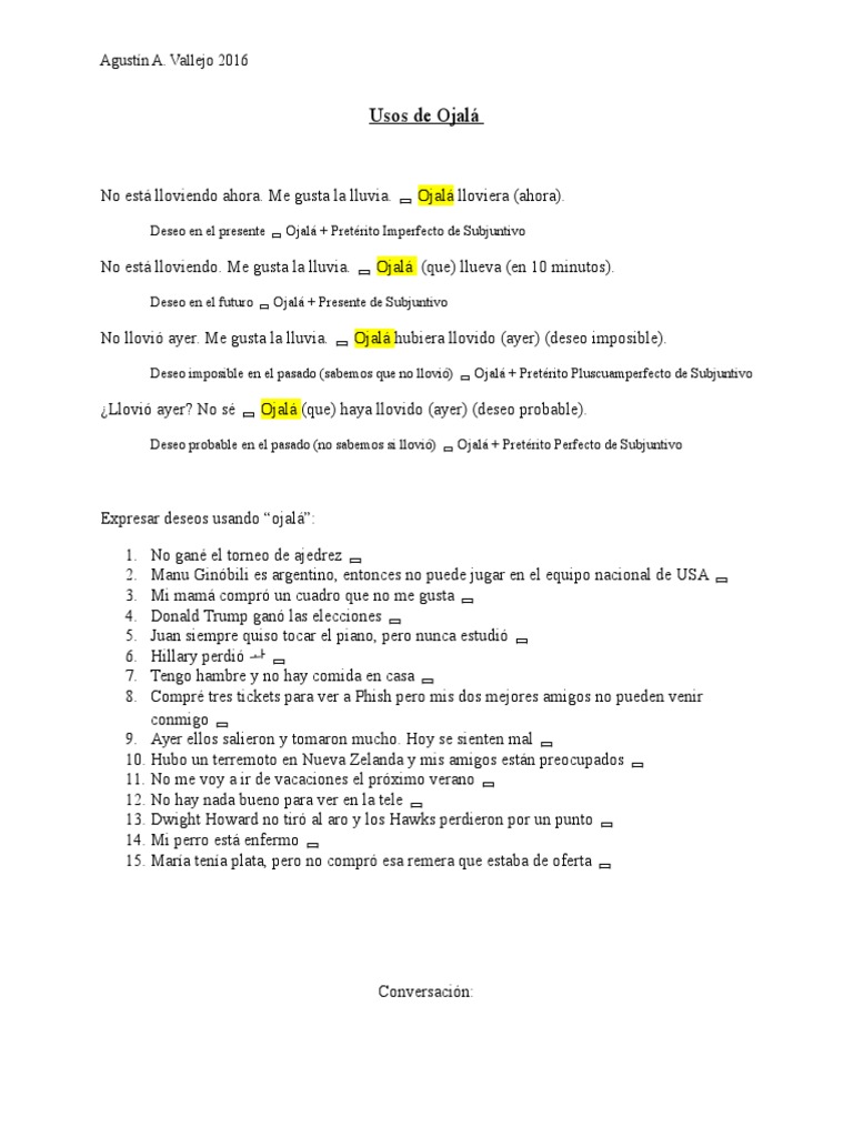 Usos de Ojalá | PDF