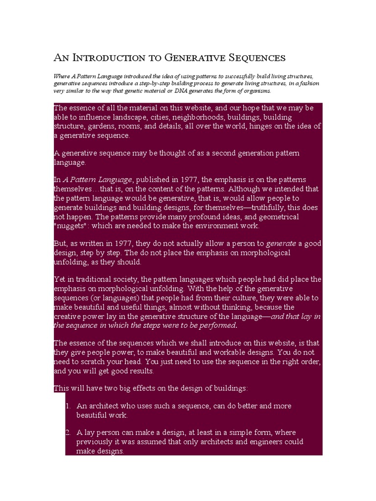 ALEXANDER An Introduction To Generative Sequences | PDF | Experiment ...