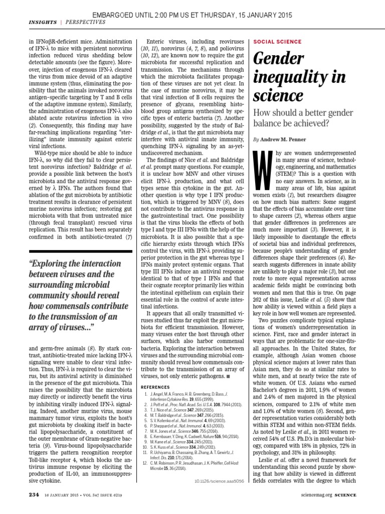 2015, Gender Inequality in Science | PDF | Gut Flora | Virus
