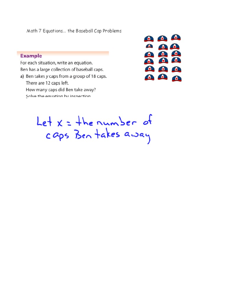 Math 7 Equations Baseball Caps | PDF