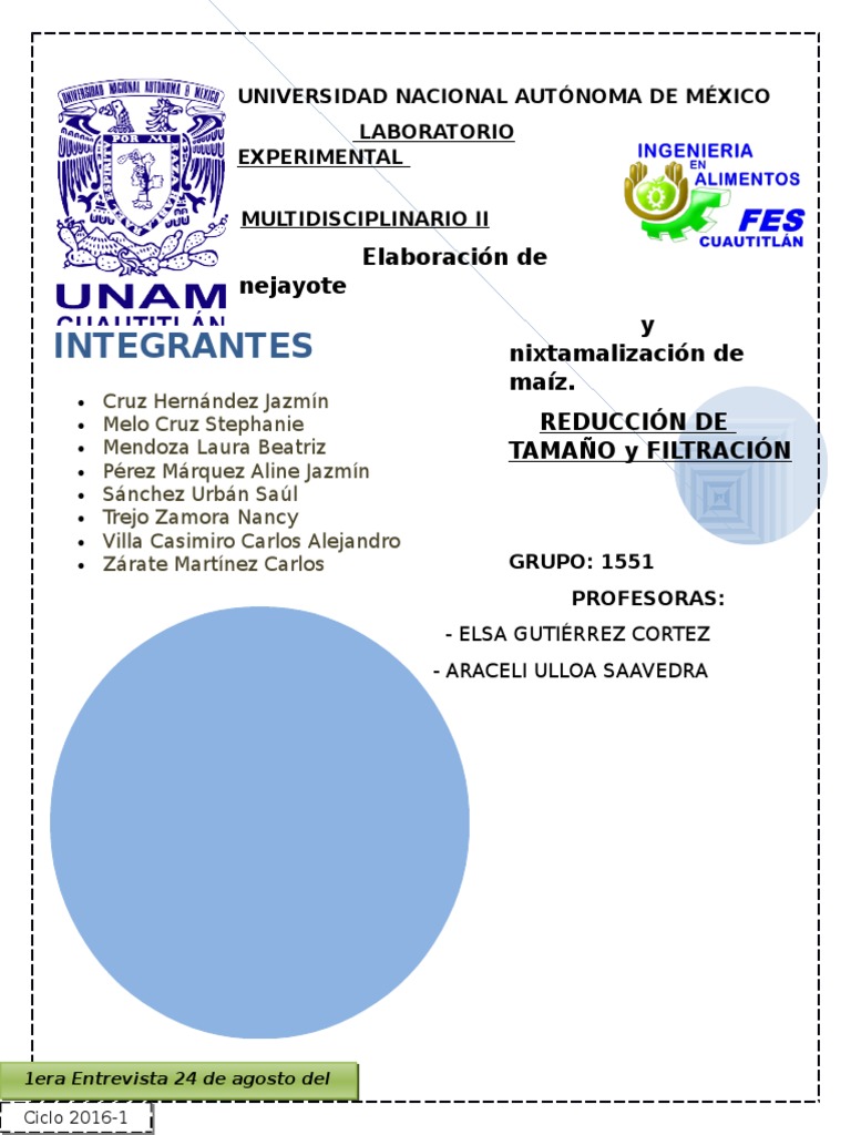 Análisis del proceso de filtración en la elaboración de nejayote y ...