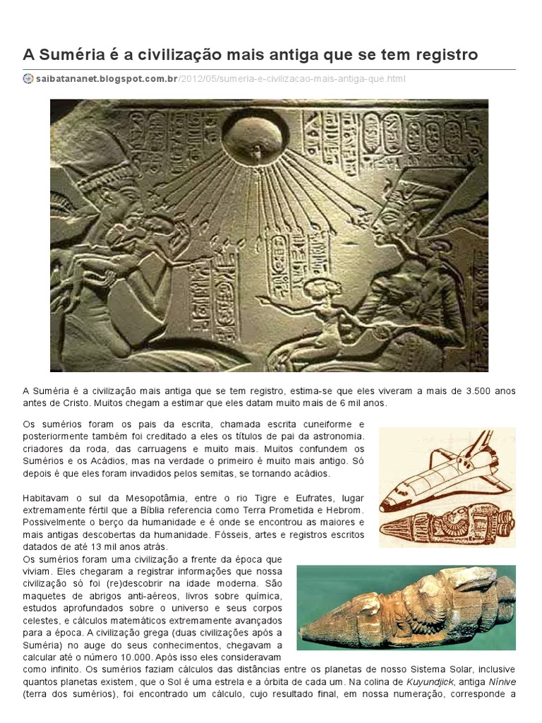 A Suméria É A Civilização Mais Antiga Que Se Tem Registro | PDF ...