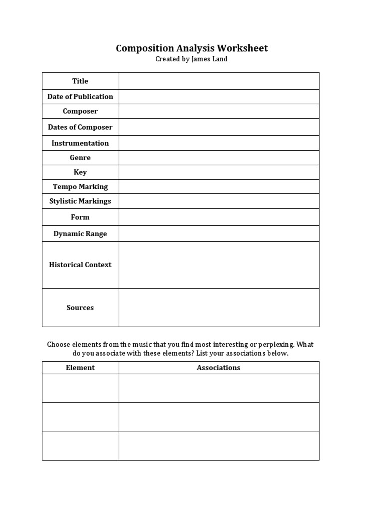 Music Analysis Worksheet | PDF