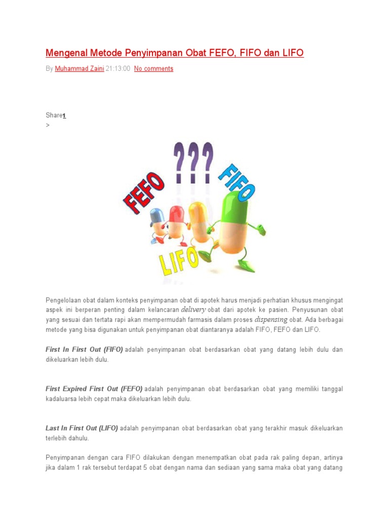 Mengenal Metode Penyimpanan Obat FEFO | PDF | Pengembangan Diri ...
