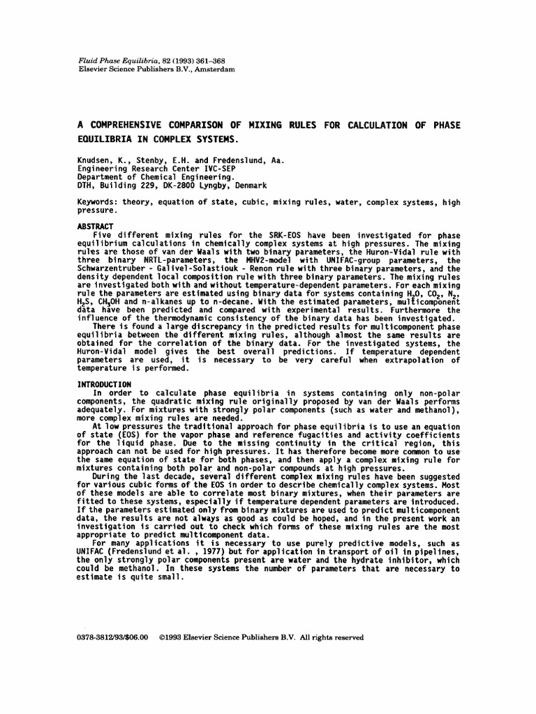 A Comprehensive Comparison of Mixing Rules For Calculation of Phase ...