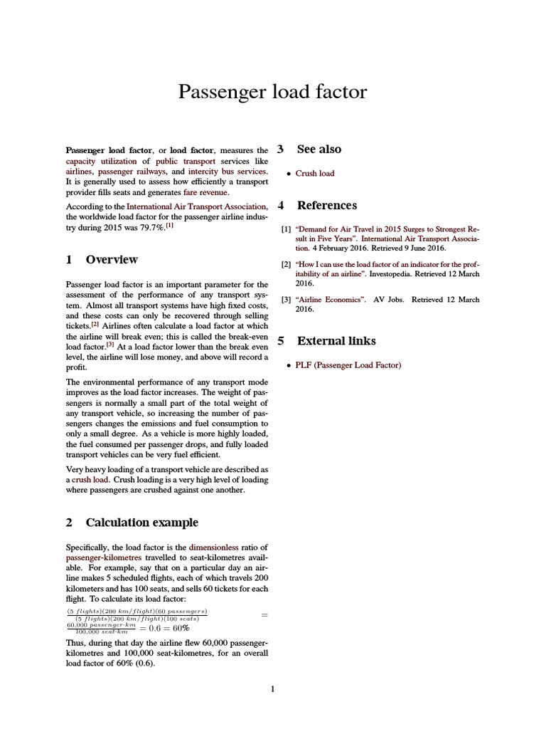 Passenger Load Factor | PDF | Transport Economics | Economics Of ...