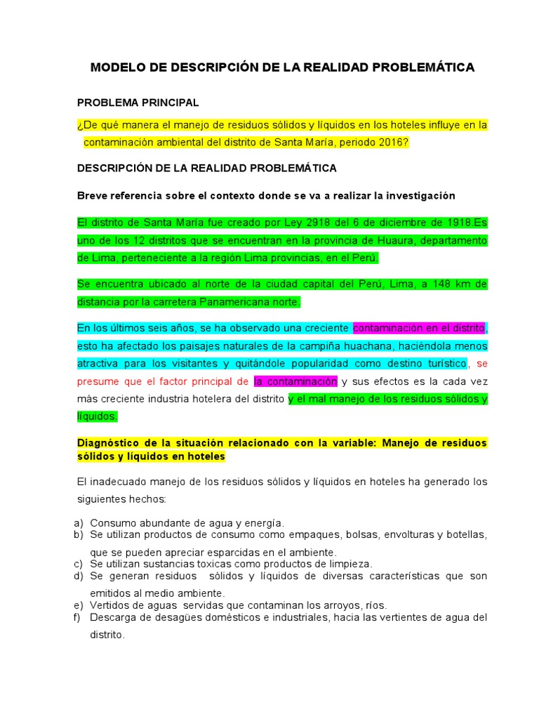 Modelo de Descripción de La Realidad Problemática | PDF | Residuos | Contaminación