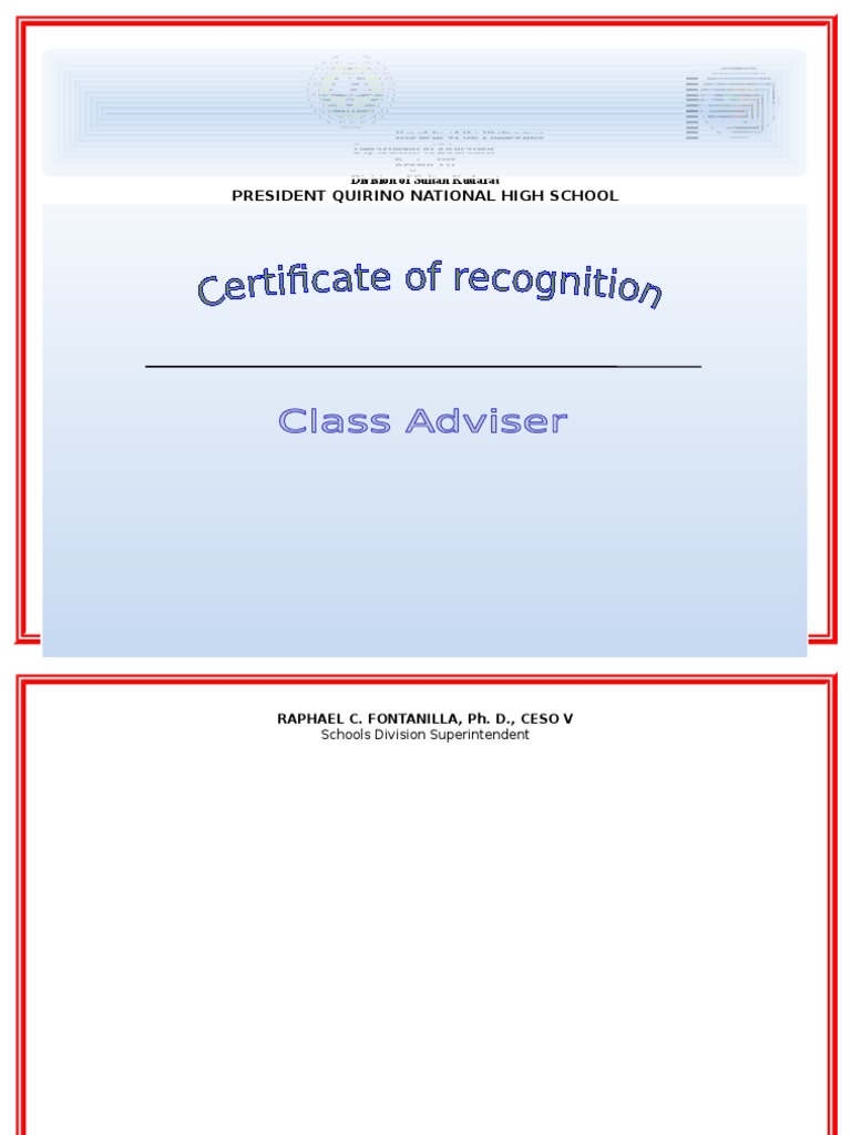 Certification For Class Adviser | PDF | Schools | Further Education