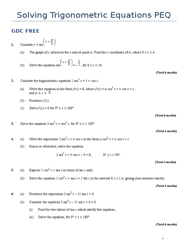 MATH - Solving Trig Equations | PDF | Trigonometric Functions | Sine