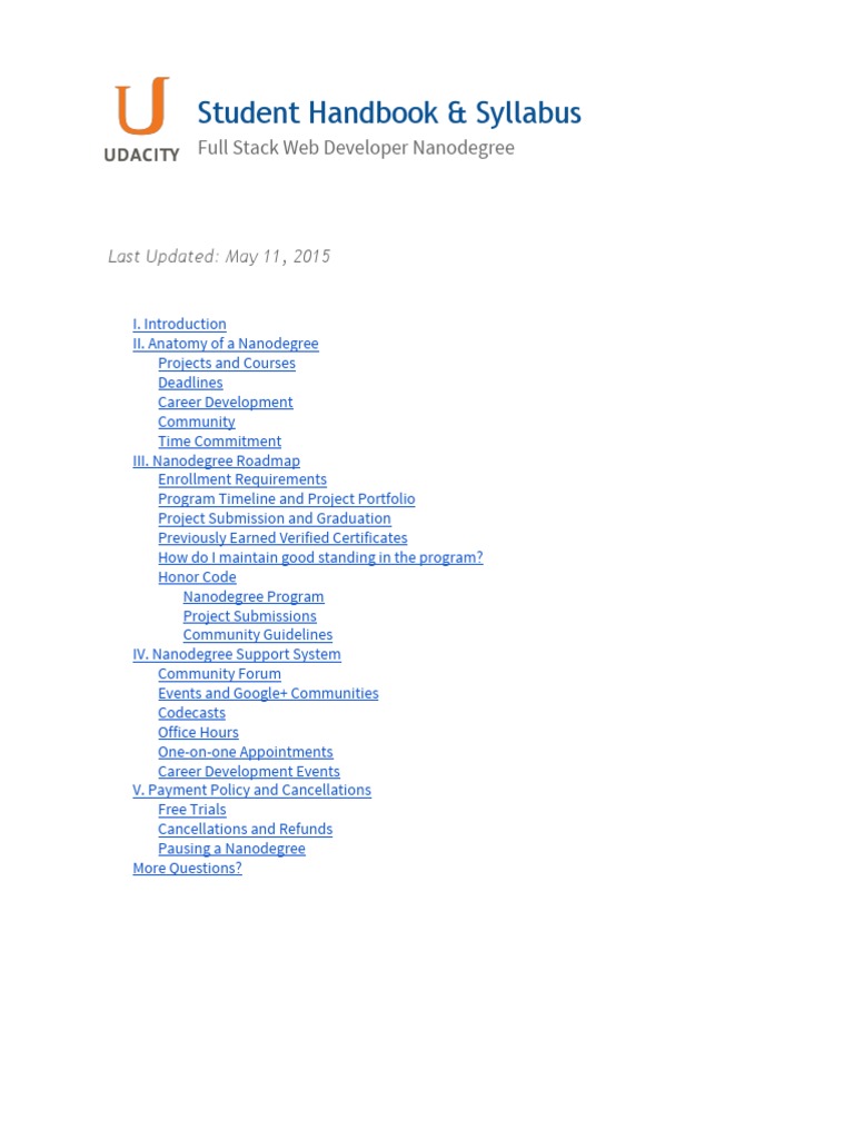 Full Stack Web Developer Nanodegree Program Student Handbook PDF | PDF ...