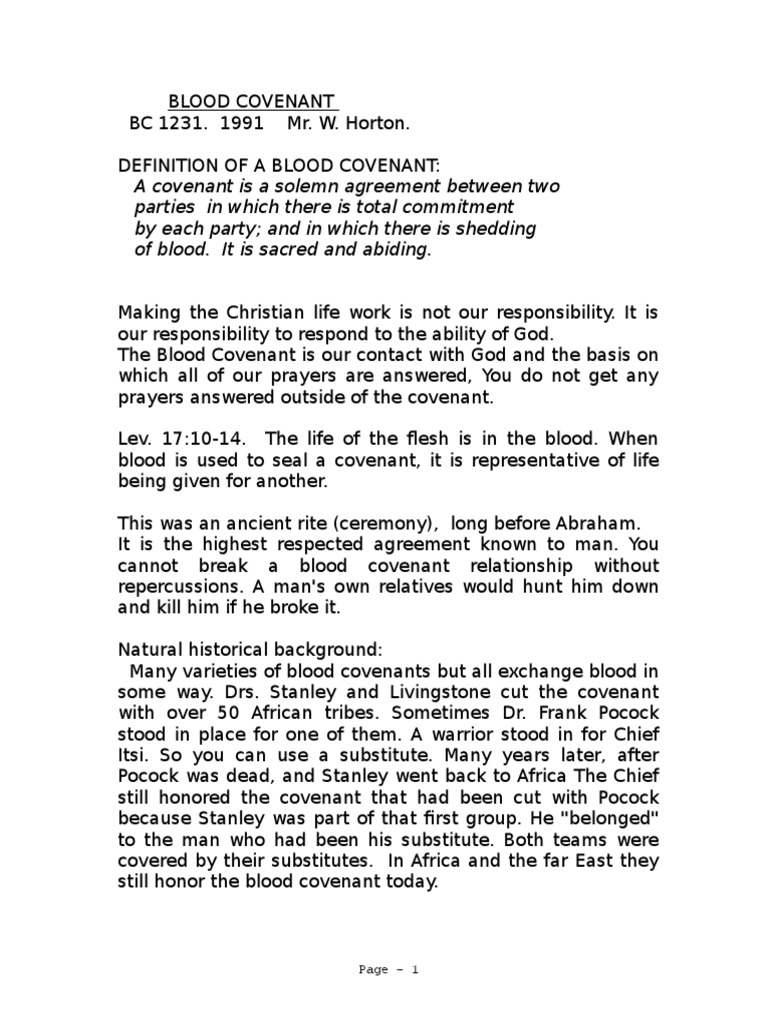 Blood Covenant | PDF | Covenant (Biblical) | Cain And Abel