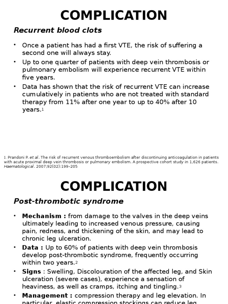 Risks and Management of VTE Complications | PDF | Thrombosis | Vein