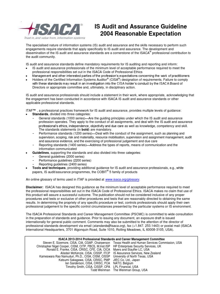 2004 Reasonable Expectation | PDF | Cobit | Audit