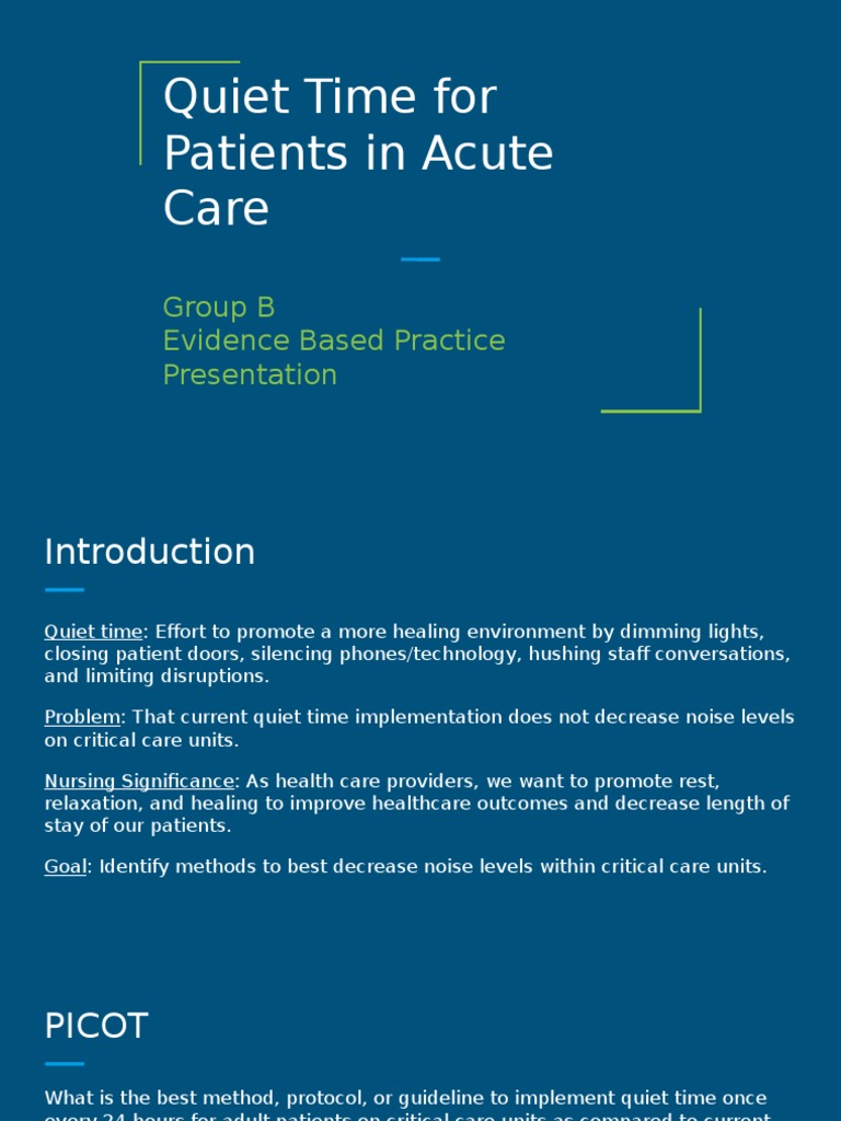 Quiet Time For Patients in Acute Care | PDF | Intensive Care Unit ...