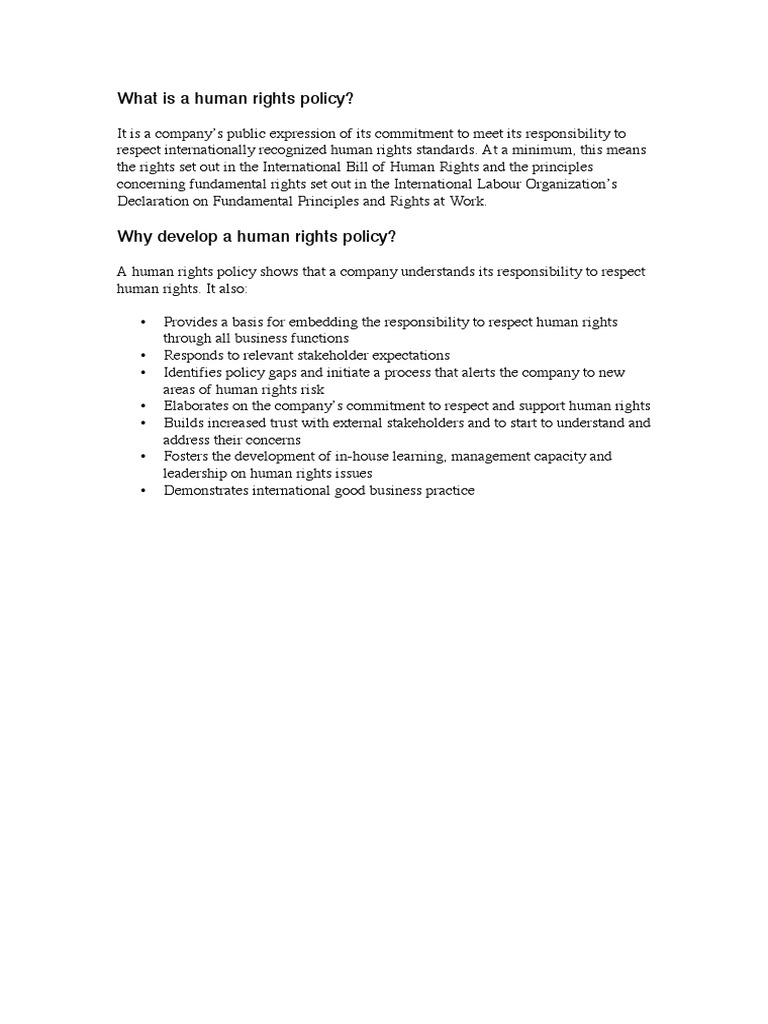 What Is A Human Rights Policy | PDF