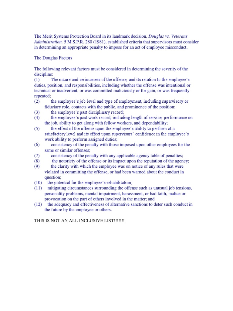 Douglas Factors | PDF